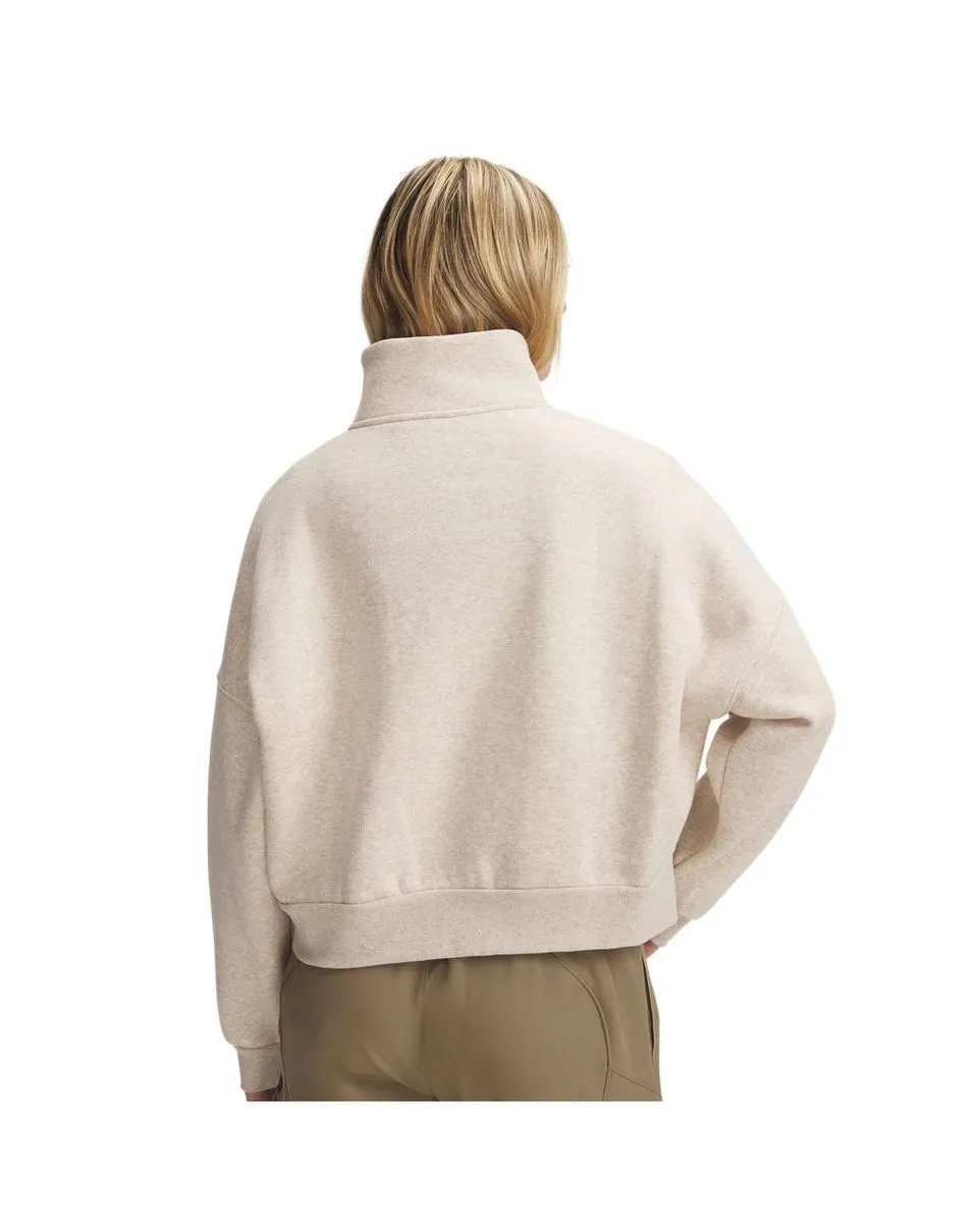 Sweat col zip Femme Under armour UA ICON FLEECE OS HZ Beige Sport 2000 ...