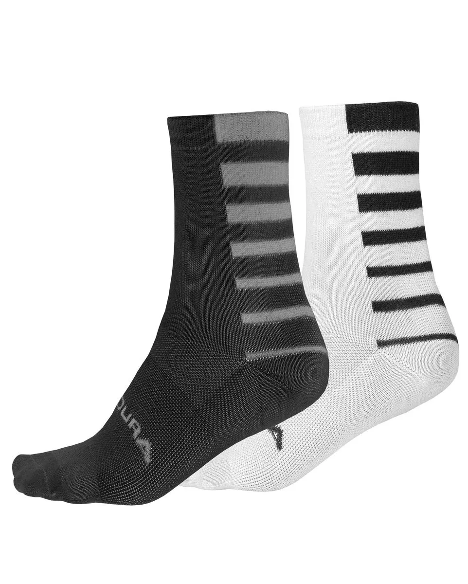 Chaussettes Homme COOLMAX STRIPE (LOT DE 2 PAIRES) Noir - Ref E1264-BK