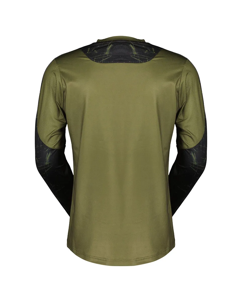 T-shirt manches longues Homme TRAIL STORM Vert Sapin/Noir - Ref 411023-7386