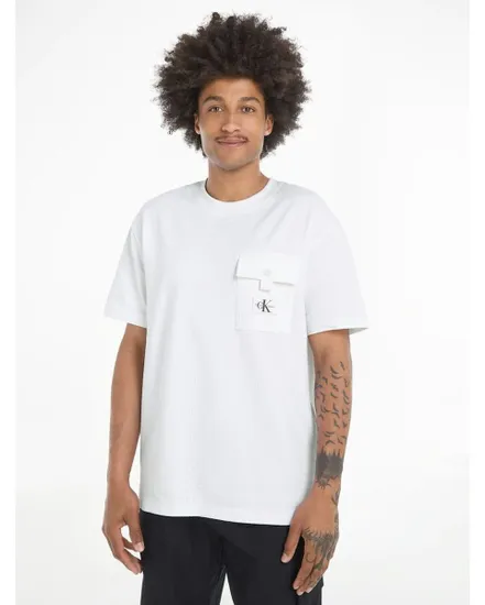 T-shirt Homme Ck jeans TEXTURE POCKET SS TE Blanc WAS - Ref J30J325214-YAF