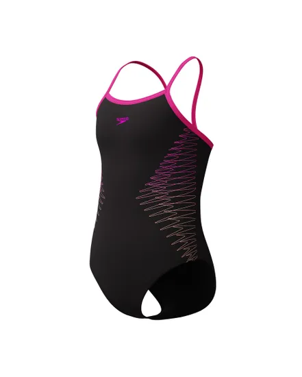 Maillot de bain Fille Speedo ECO PLAST PLAC THINSTR MUSCLEB BLA/PIN ...