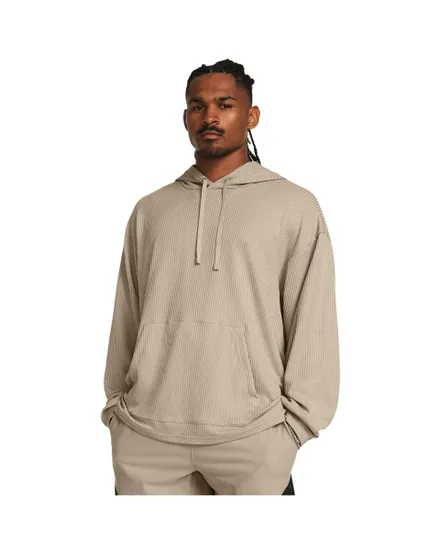 Sweat à capuche Homme Under armour UA RIVAL WAFFLE HOODIE Beige Sport ...