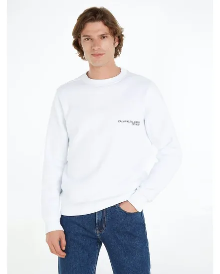 Sweat Homme Ck jeans CK SPRAY CREW NECK Blanc WAS - Ref J30J324625-YAF