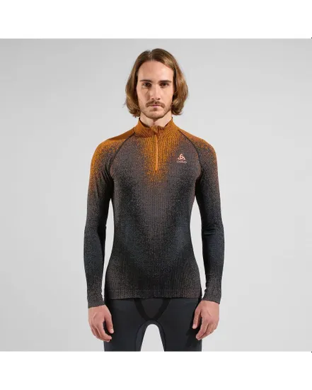 Col roulé zip Homme Odlo BL TOP TURTLE NECK L/S HALF ZIP BLACKCOM ...