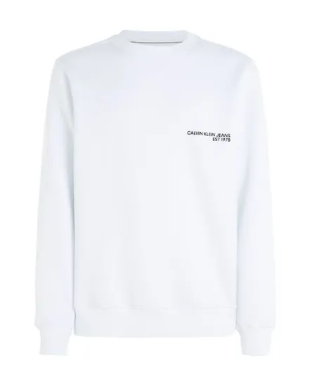 Sweat Homme Ck jeans CK SPRAY CREW NECK Blanc WAS - Ref J30J324625-YAF