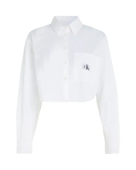 Chemise Femme Ck jeans WOVEN LABEL CROPPED Blanc WAS - Ref J20J222614-YAF