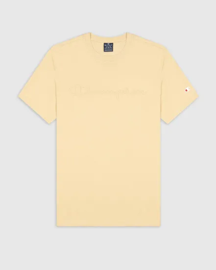 T-shirt manches courtes Homme Champion CREWNECK T-SHIRT Beige Sport ...