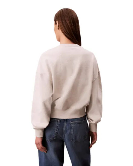 Sweat col rond Femme A- LOGO EMB FRENCH TERRY CREWNEC Vanille Chiné ...