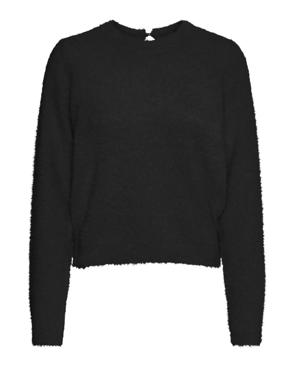 Pull manches longues Femme Vero moda VMPLUME LS O-NECK KEYHOLE BLOUSE ...