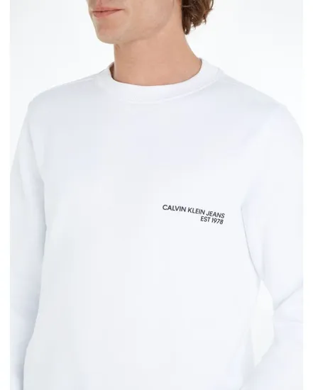 Sweat Homme Ck jeans CK SPRAY CREW NECK Blanc WAS - Ref J30J324625-YAF