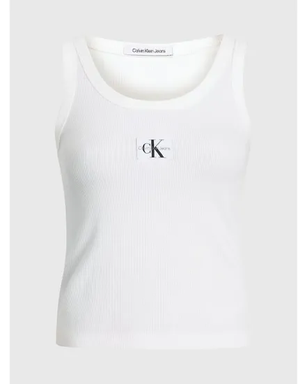 Débardeur Femme Ck jeans WOVEN LABEL RIB TANK Blanc WAS - Ref ...
