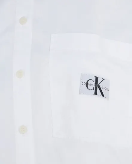 Chemise Femme Ck jeans WOVEN LABEL CROPPED Blanc WAS - Ref J20J222614-YAF